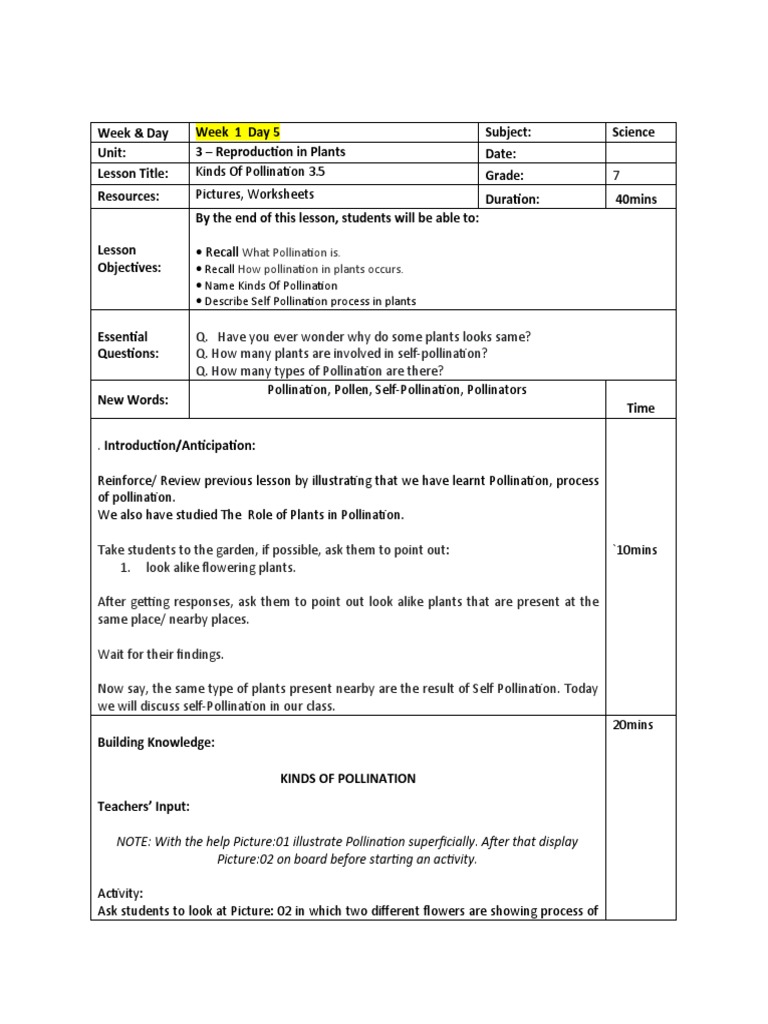 Kinds of Pollination 3.5 | PDF | Pollination | Flowers