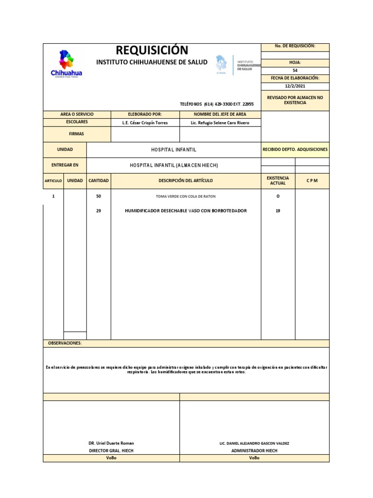Formato Requisicion 2021 | PDF