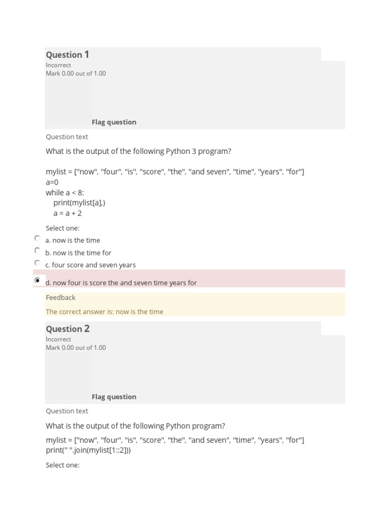 Python Quiz: Answers and Explanations | PDF | Computer Data | Information Age