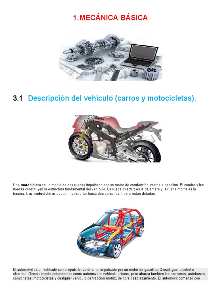 Mecanica Basica | PDF | Motor de combustión interna | Direccion