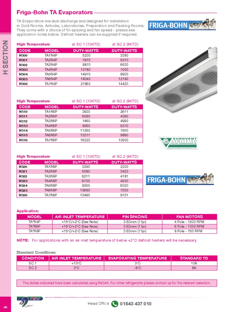 FSW Catalogue Page 98-99 Friga Bohn Ta Evaps | PDF | Heat Transfer ...