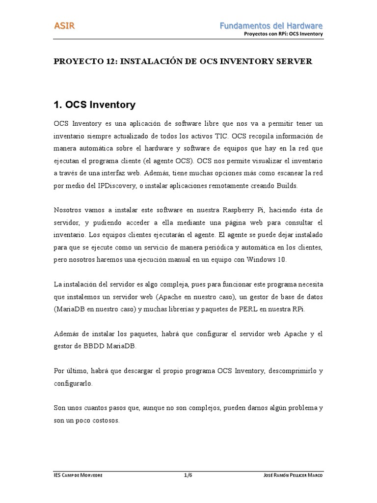 FHW RPi 12 OCS Inventory | PDF | Redes | Internet y web