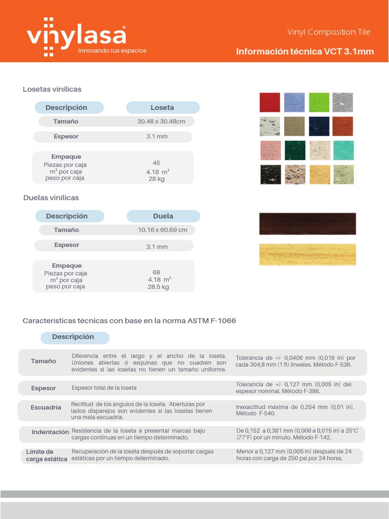 Ficha-Tecnica de Loseta Vinilica. | PDF | Química | Materiales Ficha-Tecnica de Loseta Vinilica. | PDF | Química | Materiales
