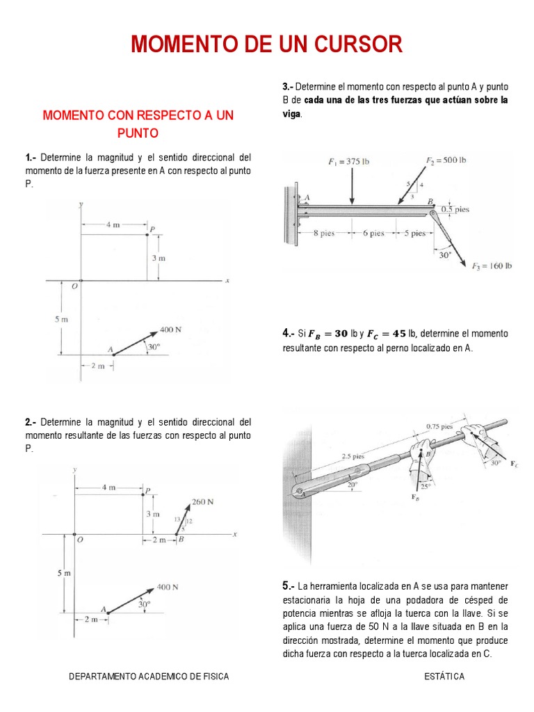 Momento Con Respecto A Un Punto y Un Eje - Ejercicios - Trabajo de ...