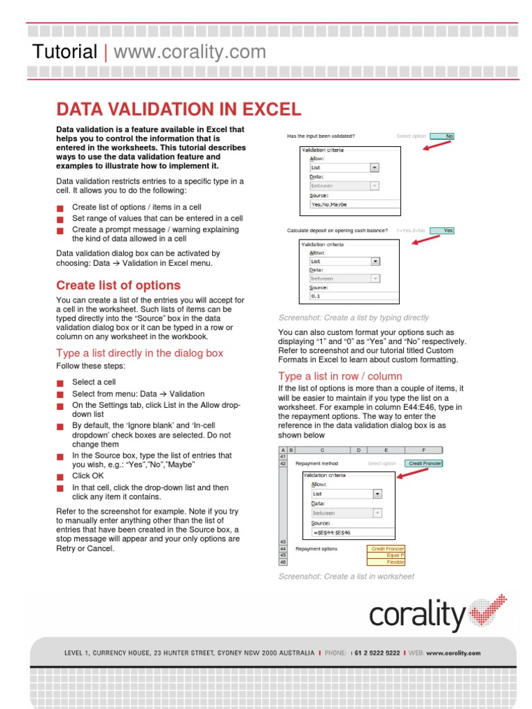 Data Validation | PDF | Microsoft Excel | Worksheet