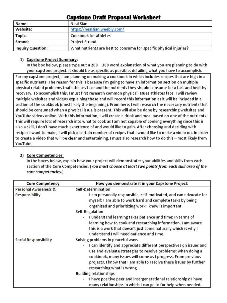 CLC 12 - Capstone Draft Proposal Worksheet | PDF | Experience | Mind