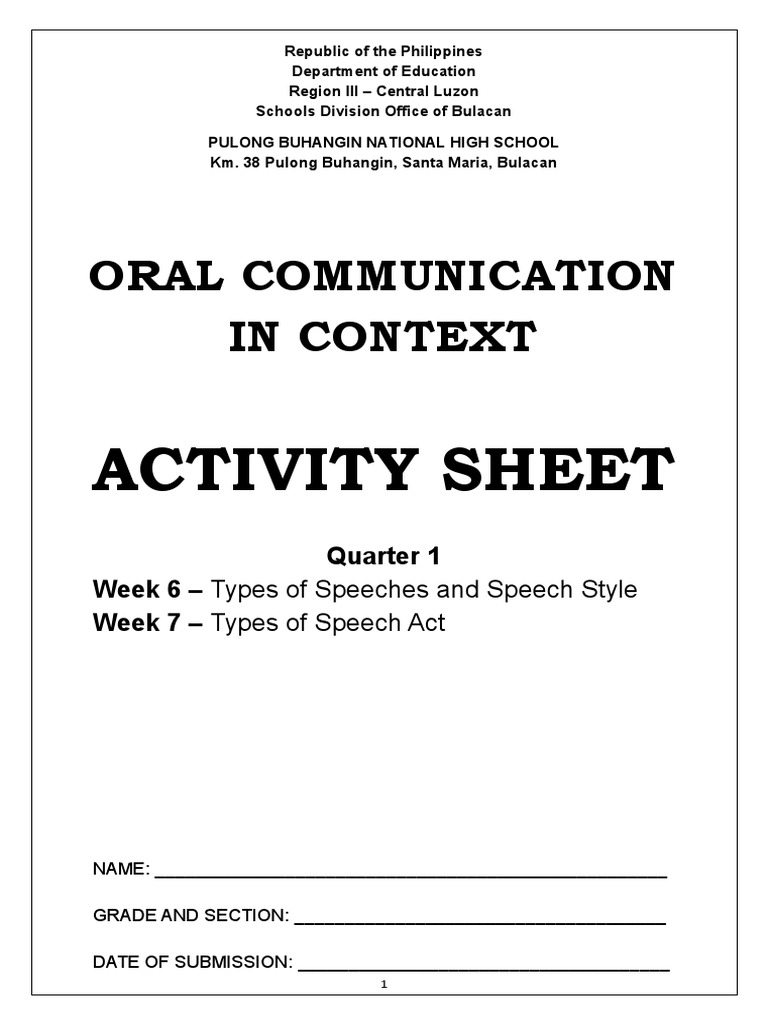LAS OralComm Qtr.1 Week6 - and - 71 | PDF | Human Communication ...