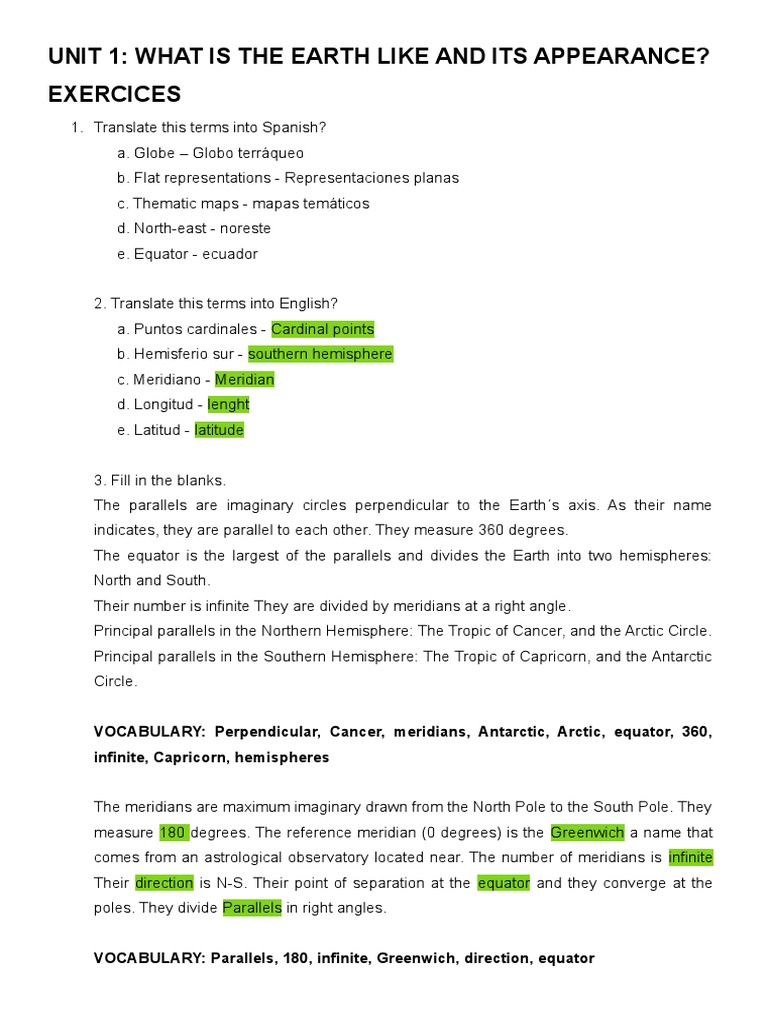 What Is The Earth Like and Its Appearance Exercices | PDF
