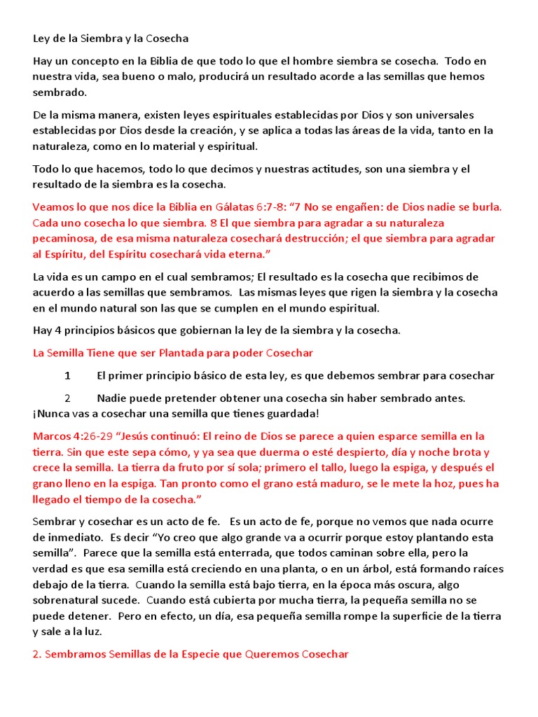Ley de Siembra y Cosecha en la Biblia | PDF | Siembra | Dios