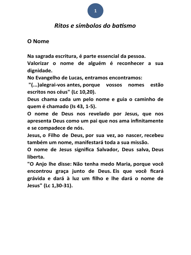 Ritos e símbolos do batismo explicados | PDF | Batismo | Jesus