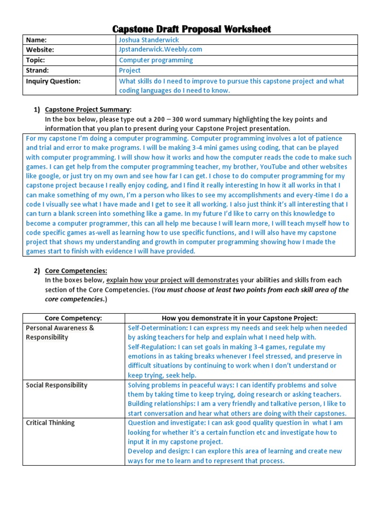 CLC 12 - Capstone Draft Proposal Worksheet | PDF | Computer Programming ...