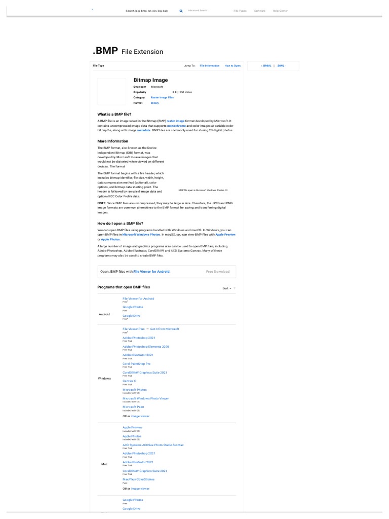 BMP File Extension - What Is A .BMP File and How Do I Open It | PDF ...