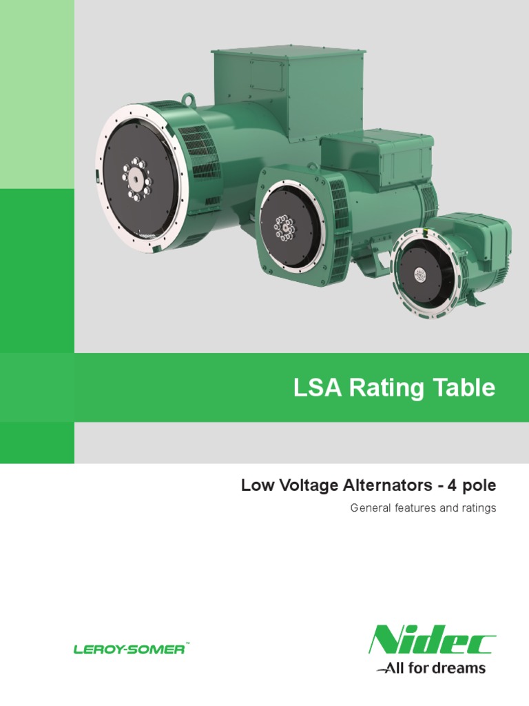 LSA Rating Table: Low Voltage Alternators - 4 Pole | Download Free PDF ...