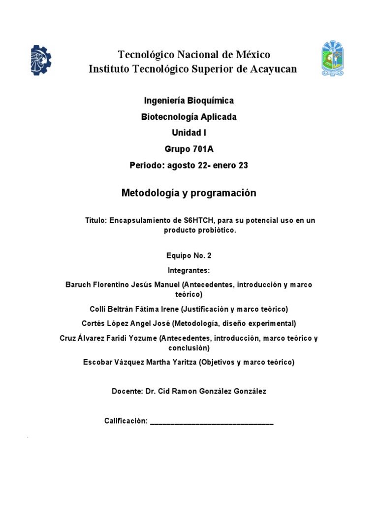 Proyecto - Intro - Metodologia - Equipo2 (27 de Octubre) | PDF | Probiótico | Agua