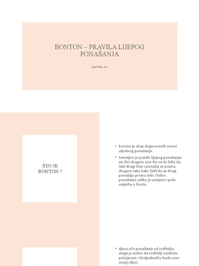 Bonton Pravila Lijepog Pona Anja 2 | PDF