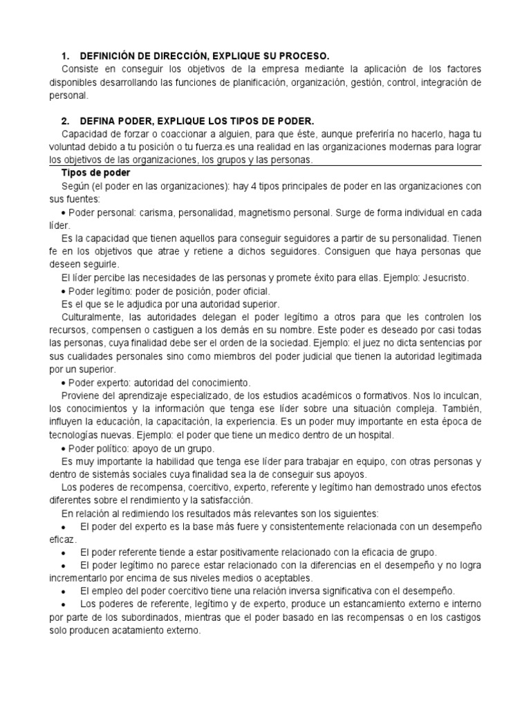 Definición de Dirección | PDF | Comunicación | Toma de decisiones