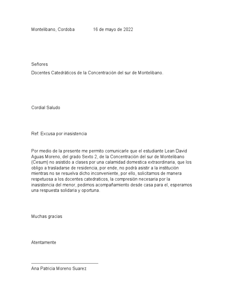 Formato Excusa | PDF