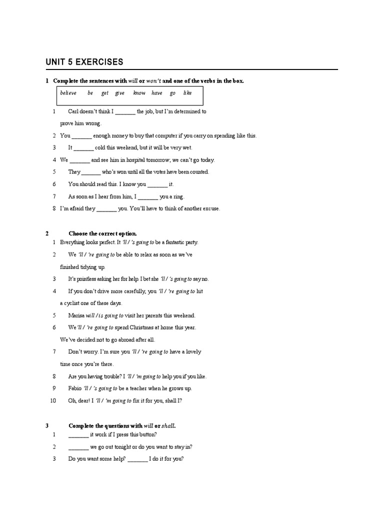 Unit 5 - Exercises | PDF