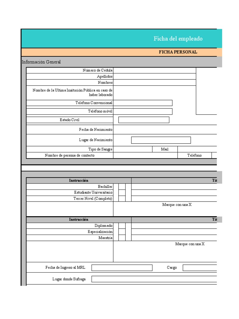 Plantilla de Ficha de Empleado | PDF