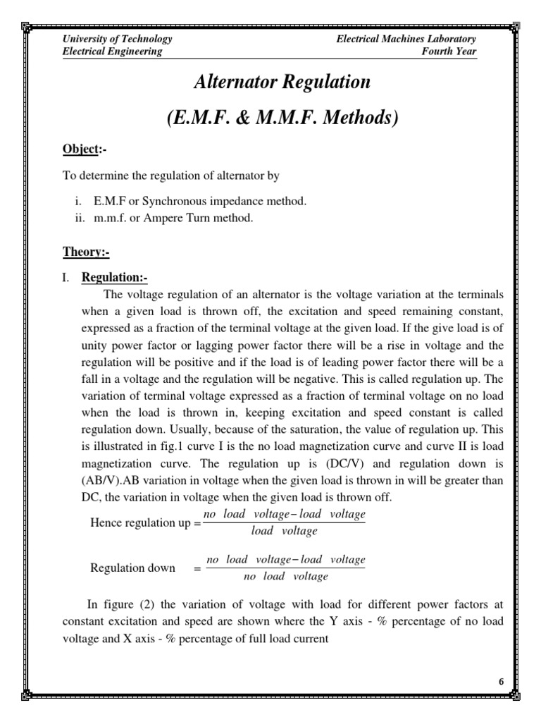 Alternator Regulation Methods Explained | PDF | Voltage | Electrical ...
