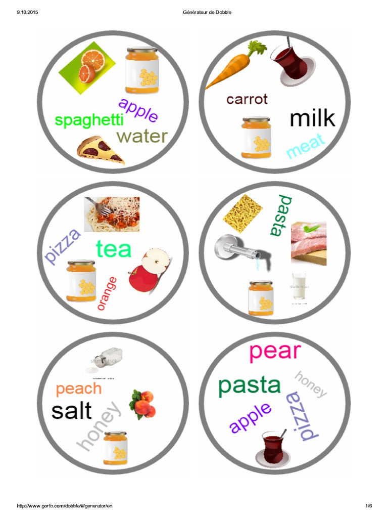 Food Dobble English Freak-1 | PDF