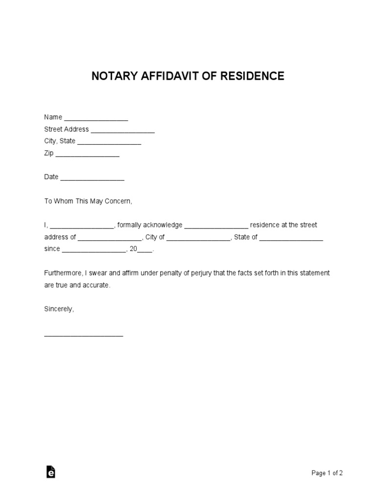 Verification of Residence: Notary Affidavit Confirms Individual's ...