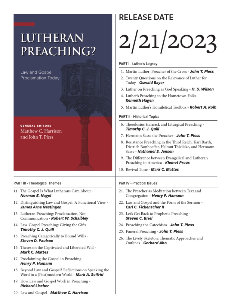 Lutheran Preaching - Flyer Pless | PDF | Sermon | Lutheranism