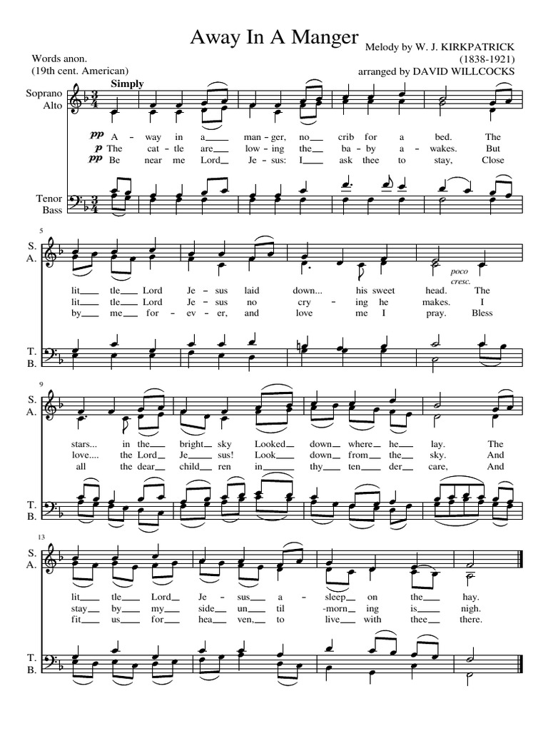 Away in A Manger | PDF | Choral Music | Elements Of Music