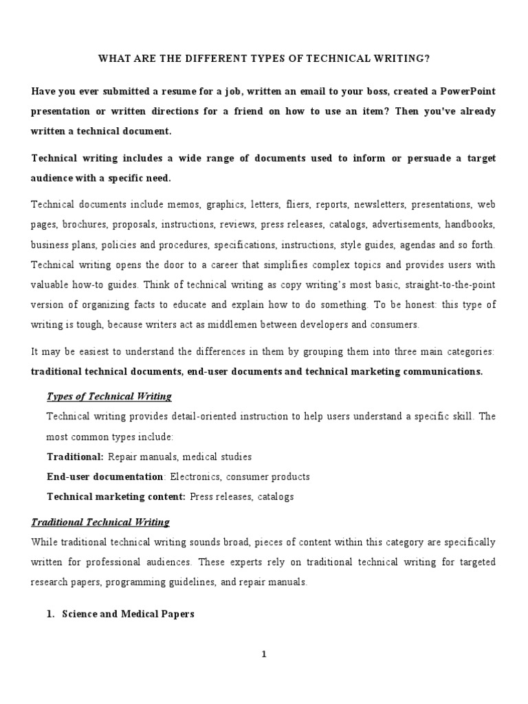 Types of Technical Writing Explained | PDF | Documentation | Computing