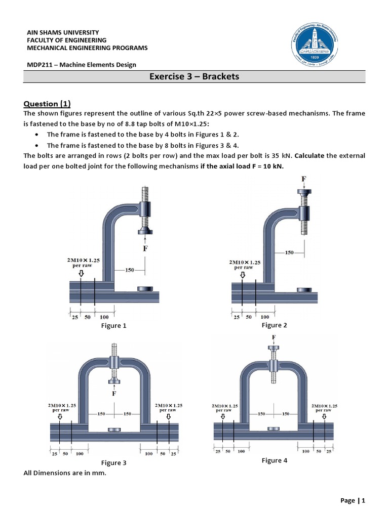 Exercise 3 - Brackets | PDF | Screw | Stress (Mechanics)