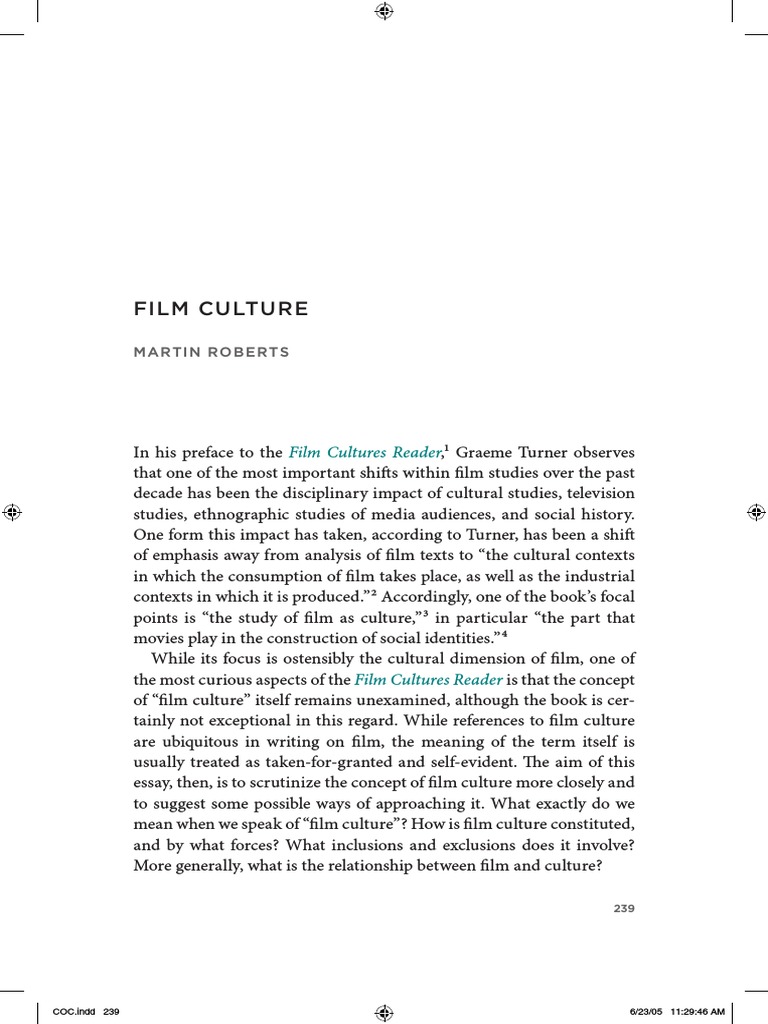 Exploring the Complex and Evolving Concept of Film Culture | PDF ...