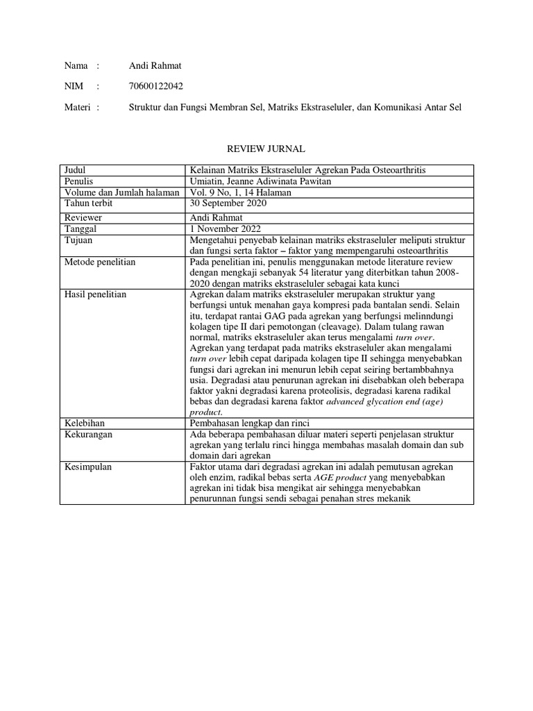 Andi Rahmat Matriks Ekstraseluler | PDF