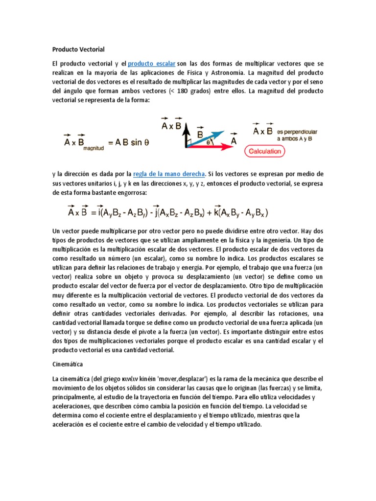 Producto Vectorial | PDF | Vector Euclidiano | Cinemática