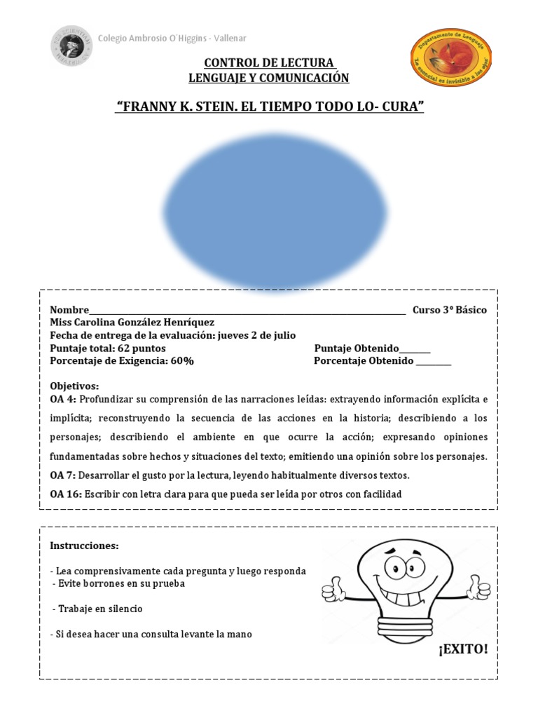 Control de Lectura: Franny K. Stein | PDF
