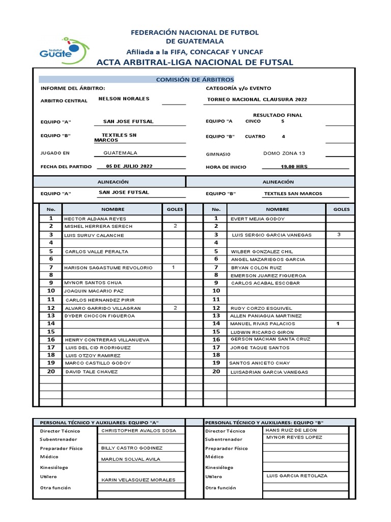 Informe Arbitral Repechaje | PDF | Deportes de equipo | Asociación de ...