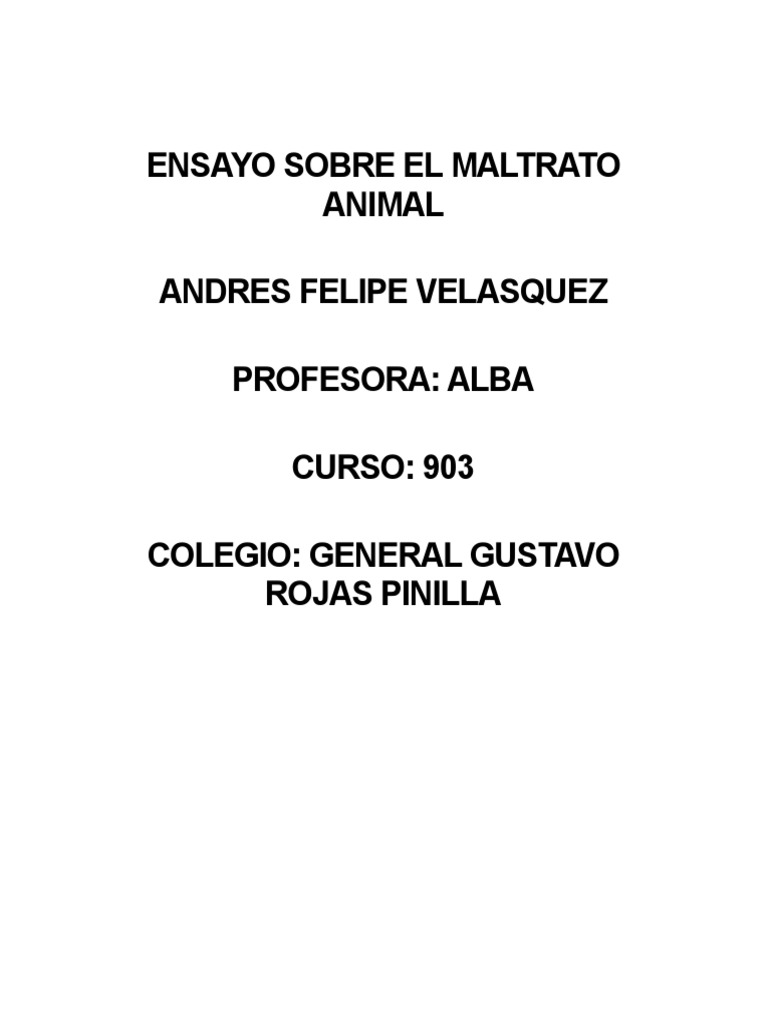 Ensayo Sobre El Maltrato Animal | PDF | Sufrimiento | Carne Ensayo Sobre El Maltrato Animal | PDF | Sufrimiento | Carne