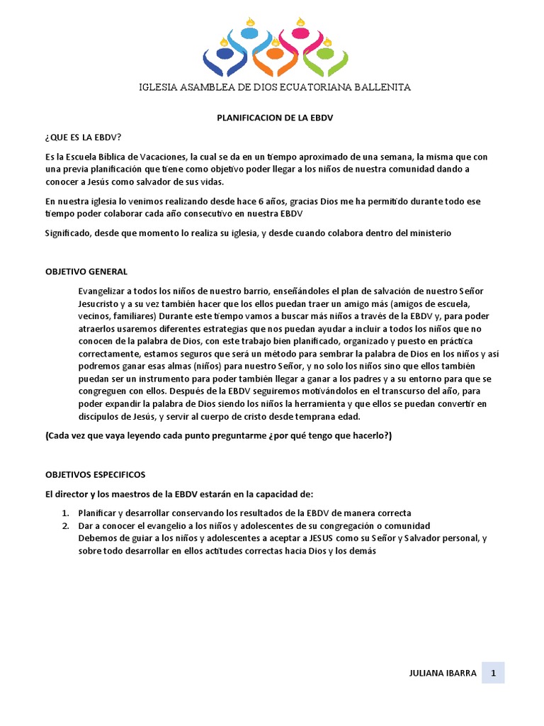 Planificación EBDV 2023 Asamblea de Dios | PDF | Cristo (título) | Teología