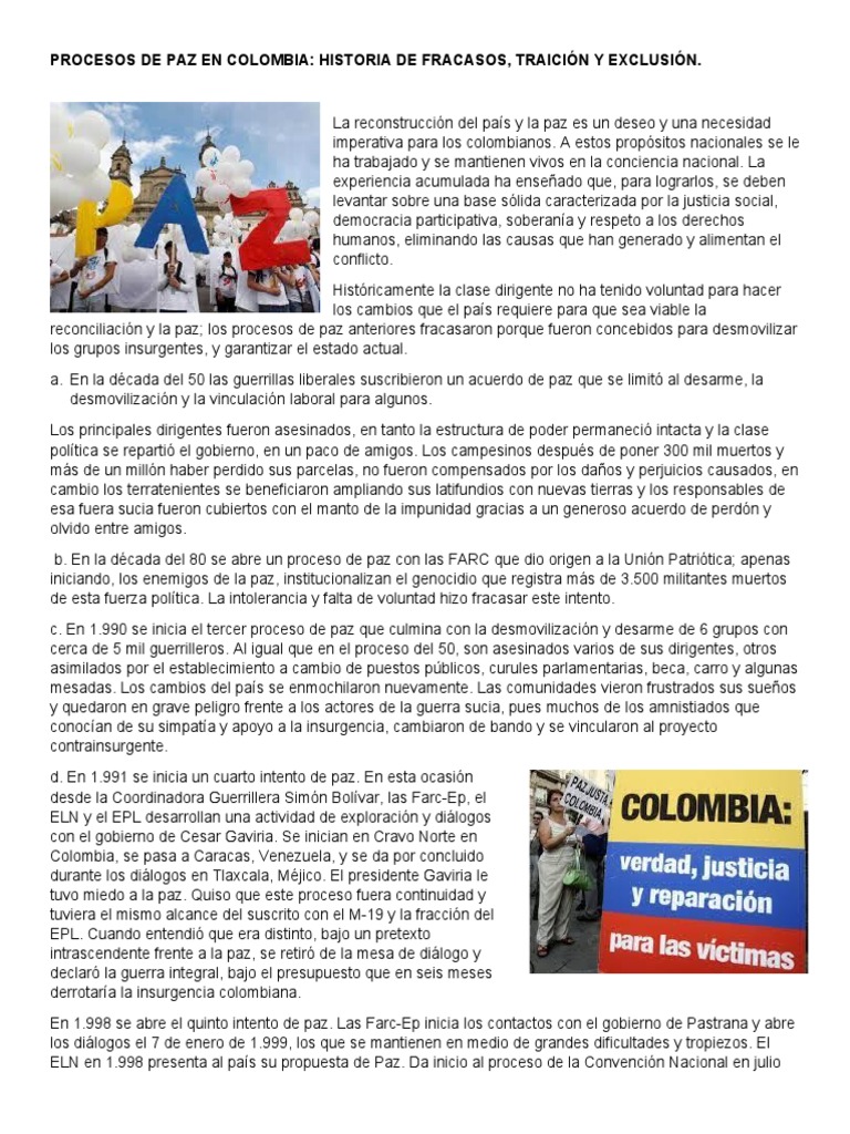 Procesos de Paz en Colombia | PDF | Colombia | Paz
