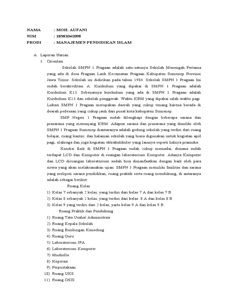 Moh. Aufani-Laporan Individu-Pmp 2 Gel. 1 | PDF