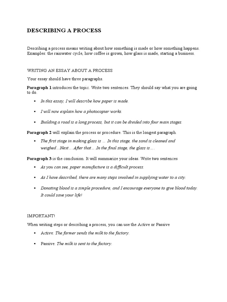 Writing a Process Description Essay | PDF