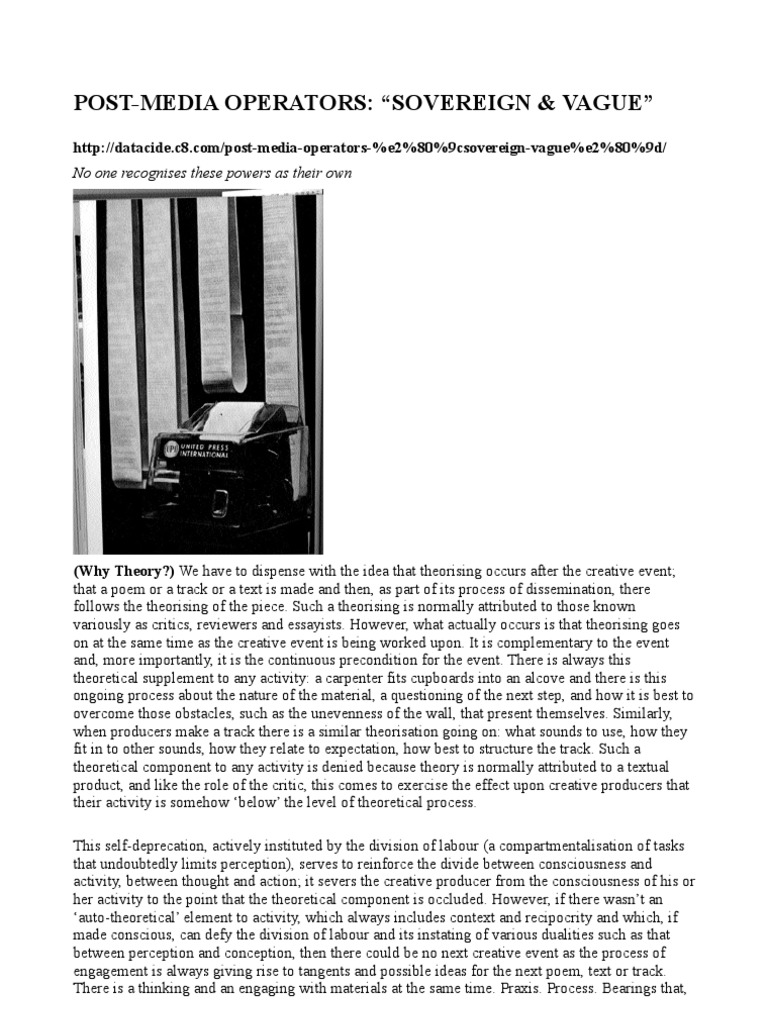 Howard Slater Post Media Operators | PDF | Mass Media | Theory