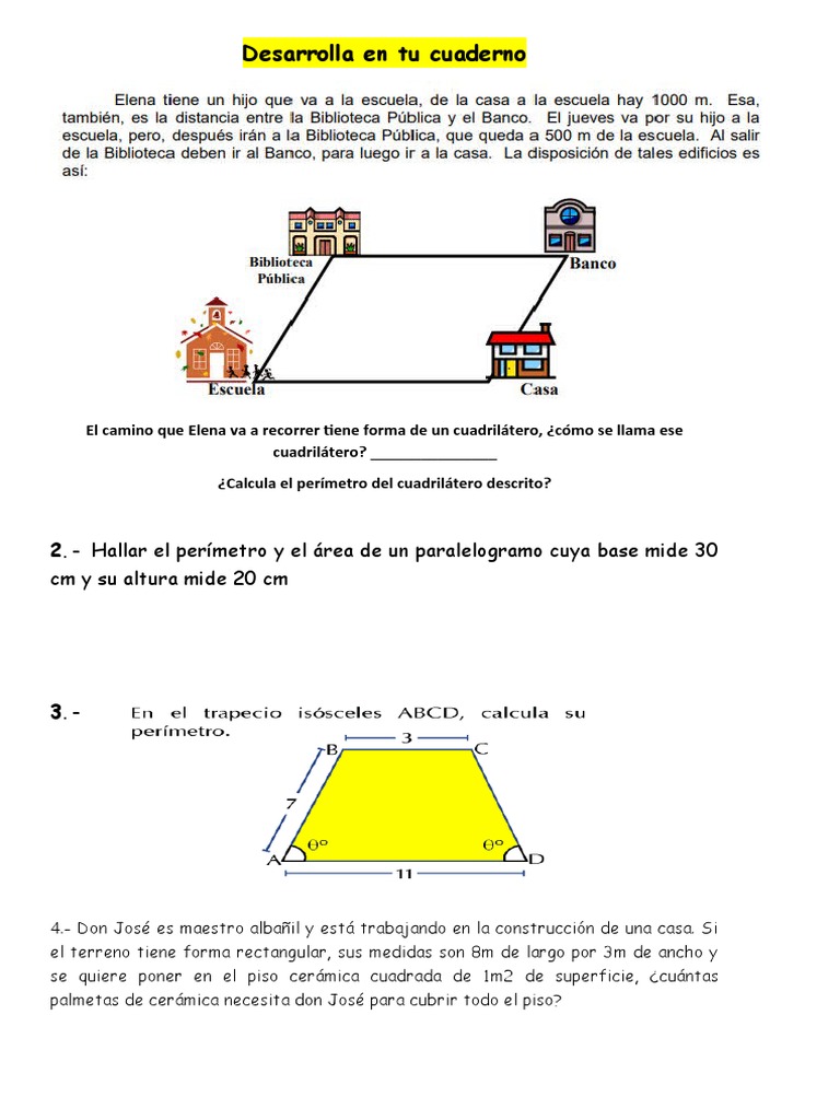 Problemas de áreas y perímetros para primaria | PDF