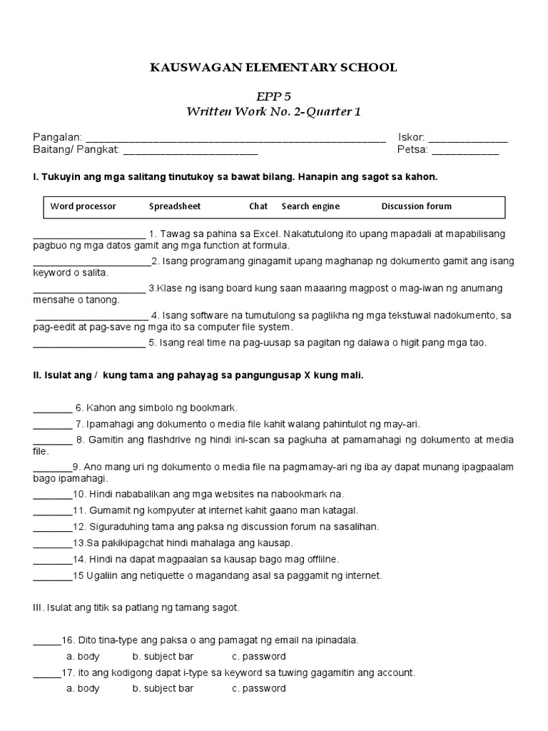 ST 2 - Epp 5 - Q1 | PDF