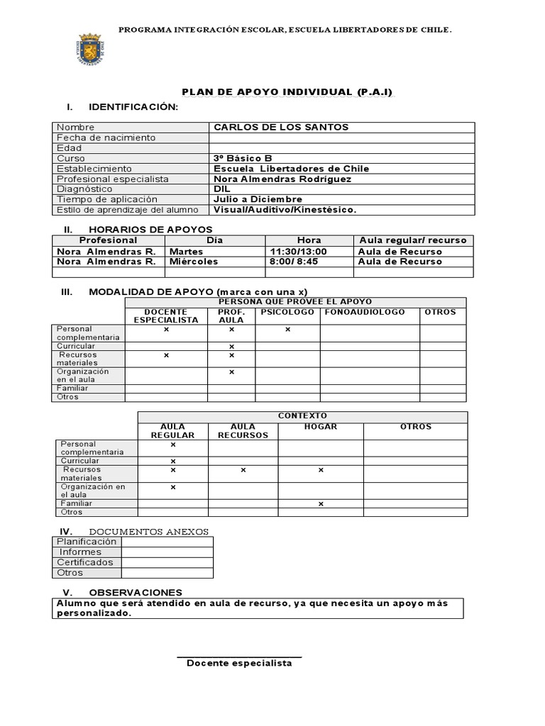 Pai - Paci - Sofia Quezada 6º | PDF | Evaluación | Maestros