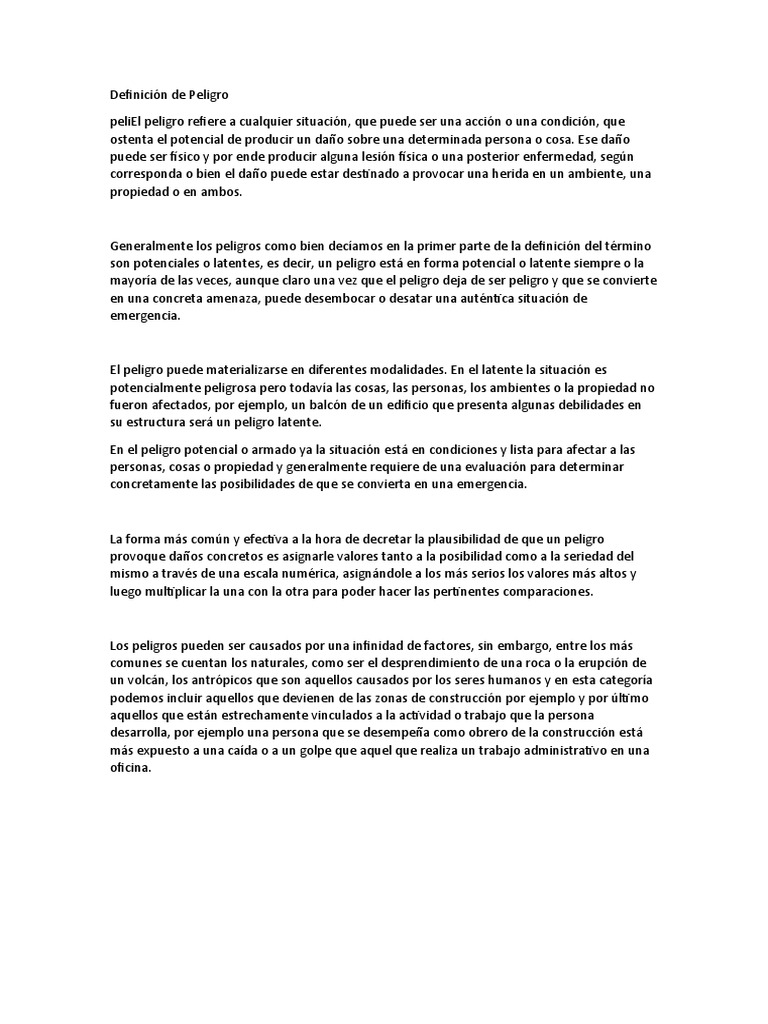 Definición y Concepto de Peligro | PDF