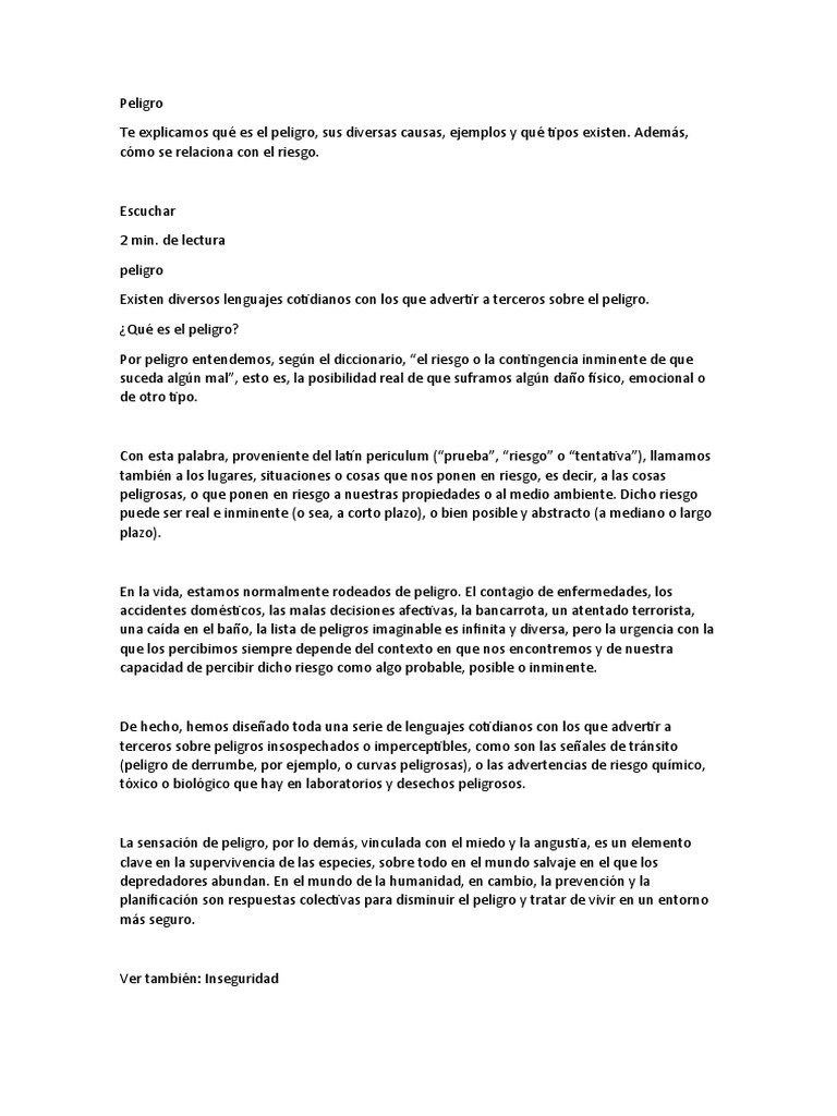 Tipos y Causas del Peligro | PDF | Riesgo