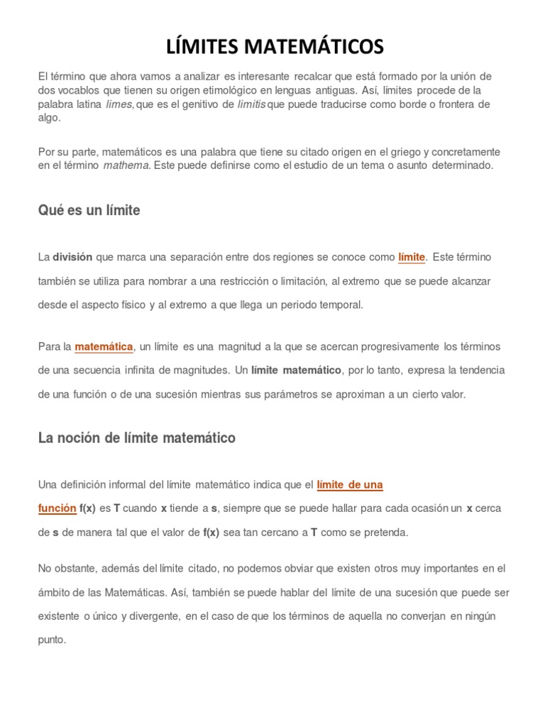 Límites Matemáticos | PDF | Límite (Matemáticas) | Matemáticas