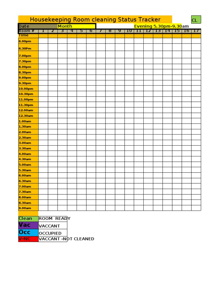 Housekeeping Room Cleaning Tracker | PDF