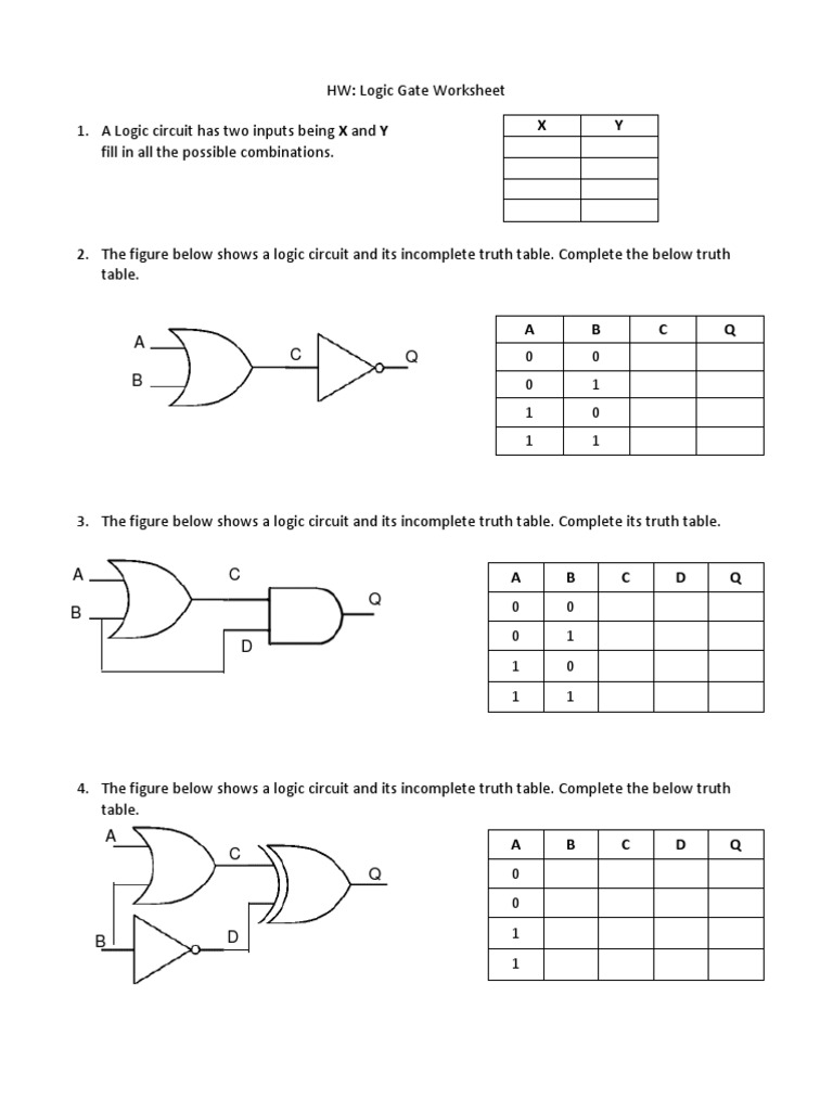Logic Gates Circuits With Truth Table