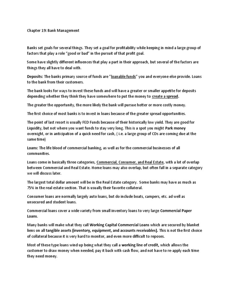 Chapter 19 Bank Management 2022 | PDF | Banks | Loans